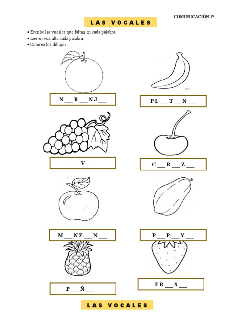 5 VOCALESprimergrado | PDF | Artes del Lenguaje y Comunicación ...