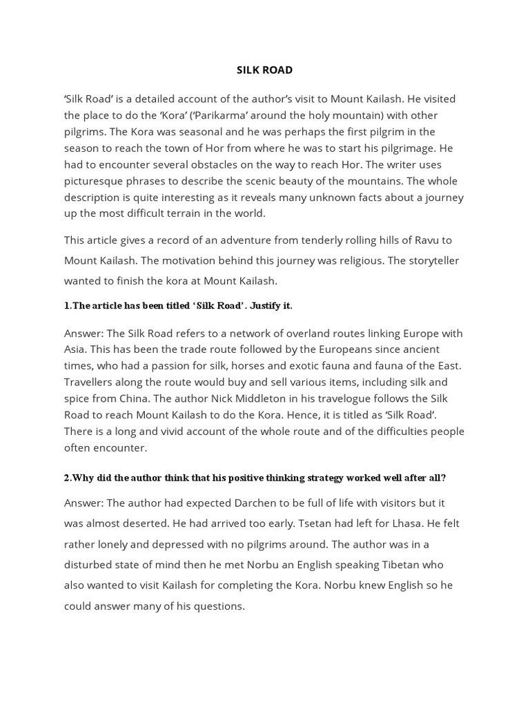 Silk Road Assignment Pdf Silk Road 4510