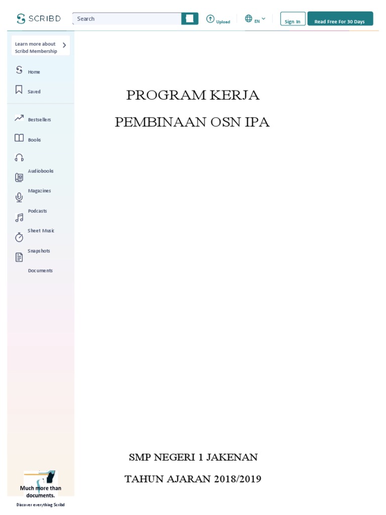 PDF Program Kerja Pembinaan Osn Ipa SMP Negeri 1 Jakenan Tahun Ajaran 2018 2019 | PDF