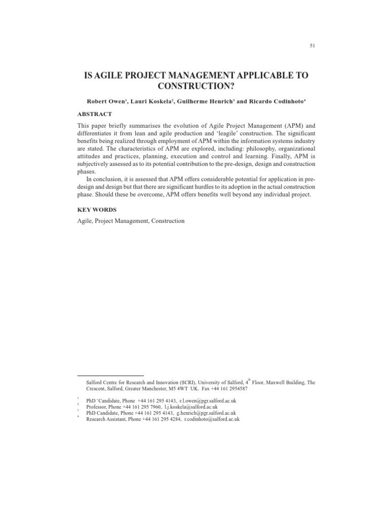 Agile Project Management and Construction | PDF | Agile Software ...