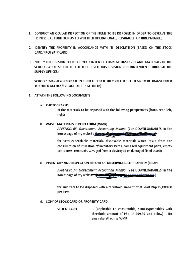 Guidelines for the Proper Disposal of Unserviceable Government Property ...