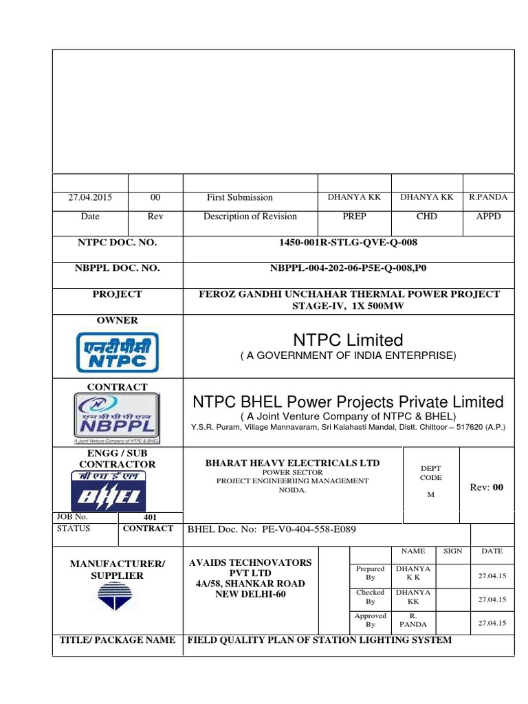 FQP-Station Lighting Package | PDF | Business | Electric Power