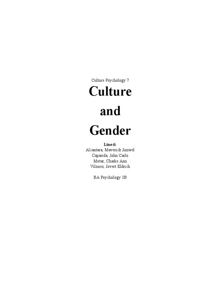 Culture Psychology Culture and Gender | PDF | Gender Role | Gender