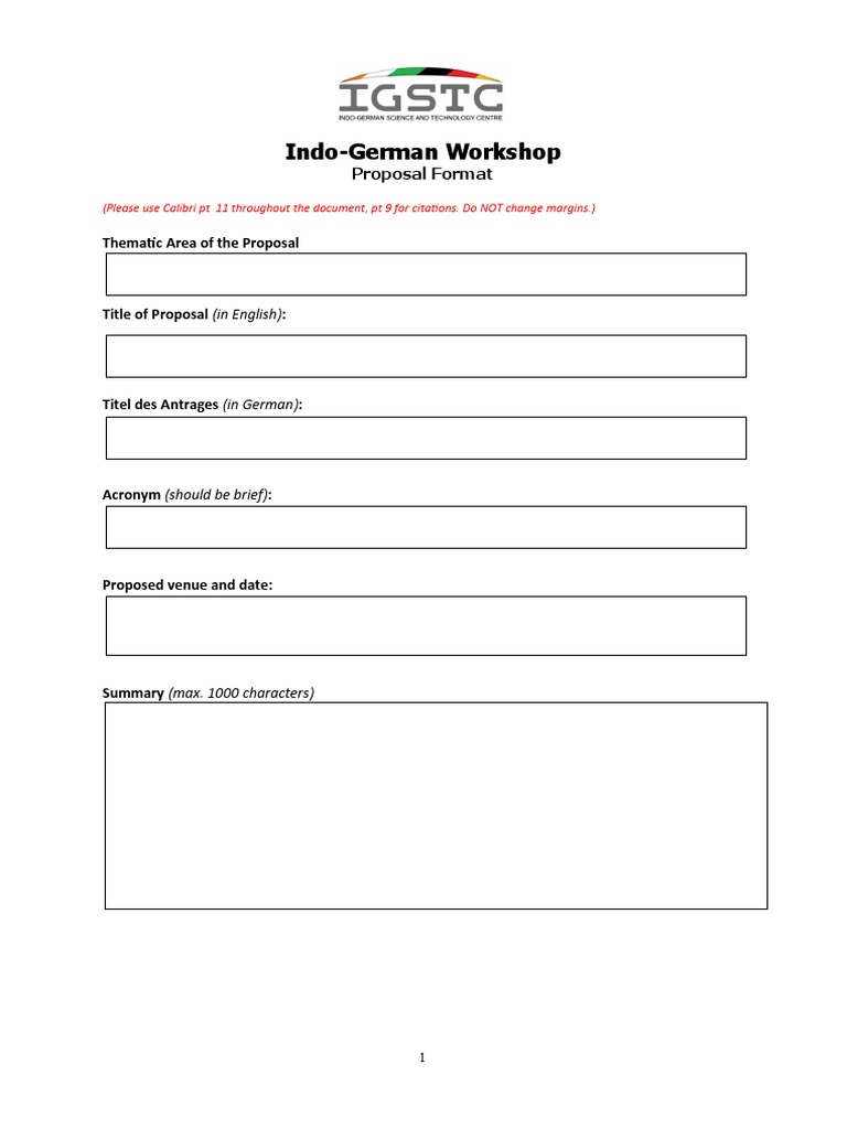 Indo-German Workshop Proposal Template | PDF