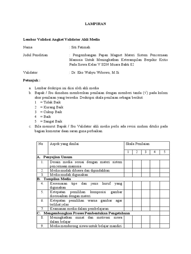 ANGKET AHLI MEDIA - Copy | PDF