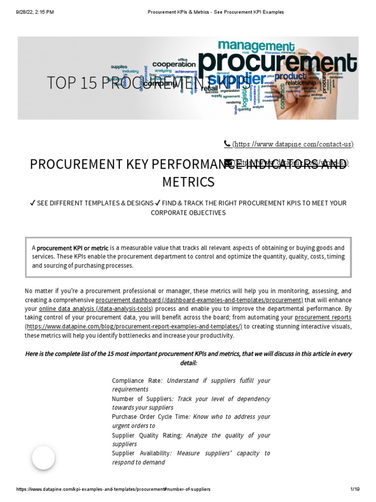 Procurement KPIs & Metrics - See Procurement KPI Examples | PDF ...