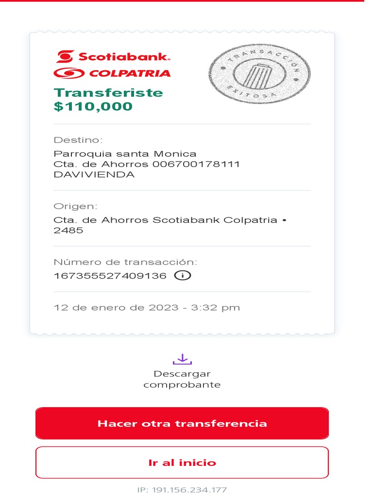 Scotiabank Colpatria Transferencias PDF | PDF