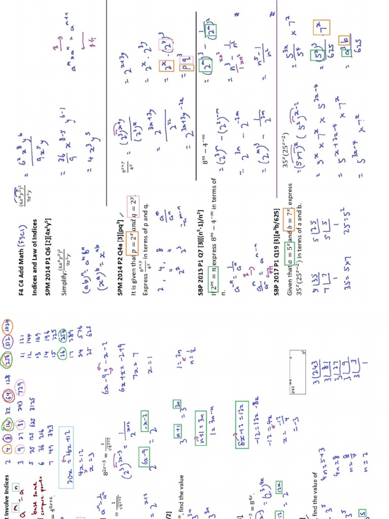 F3 C1 Indices Add Math SPM Pass Year Ans | PDF
