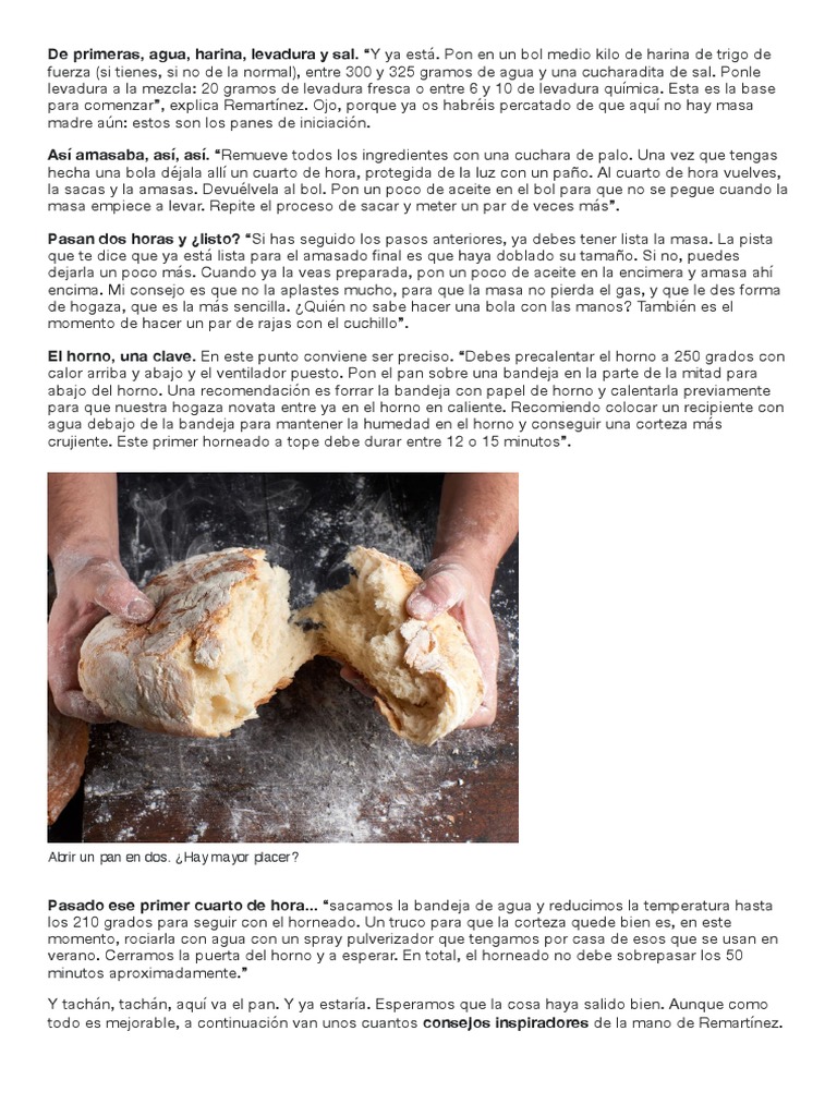 Guía para Aprender A Hacer Pan en Casa en Tiempo de Confinamiento | PDF ...