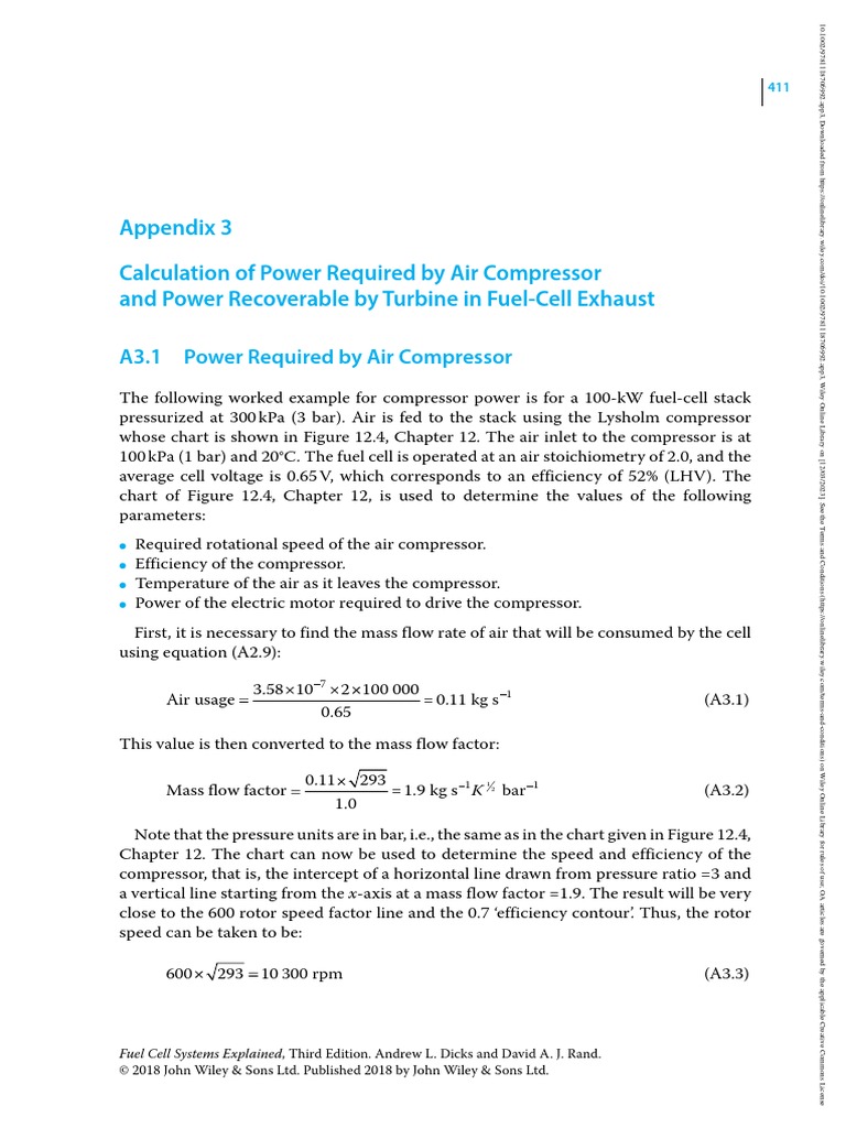 Calculation of Power Required by Air Compressor and Power | PDF | Turbine | Fuel Cell