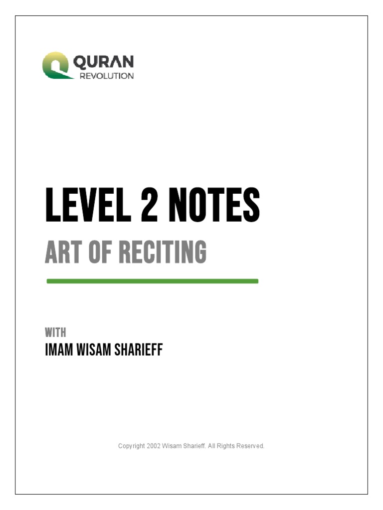 Level 2 Notes: Art of Reciting | PDF | Writing | Languages