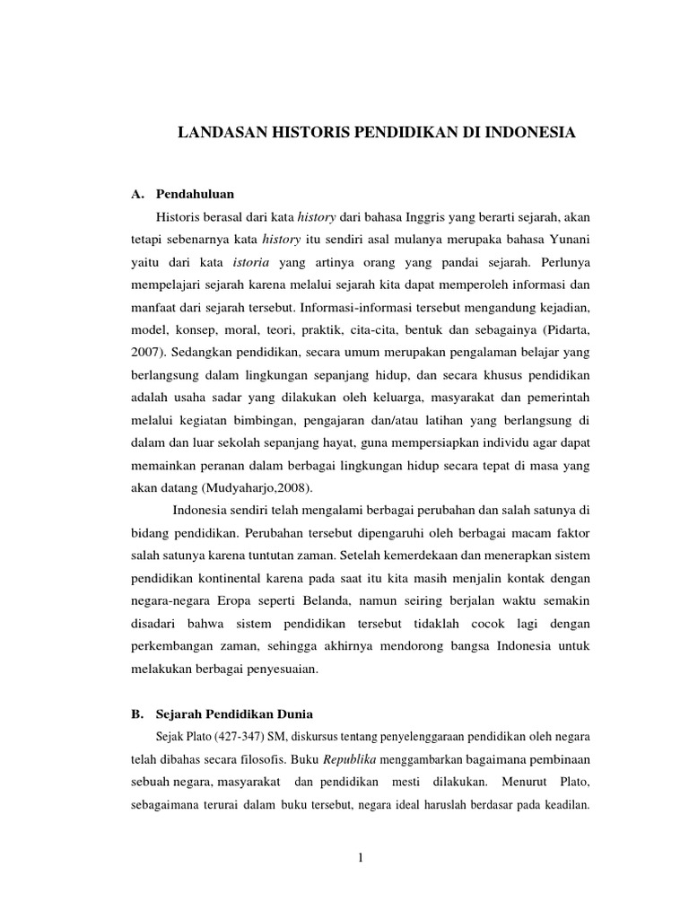 Landasan Historis Pendidikan Di Indonesia | PDF | Ilmu Sosial Landasan Historis Pendidikan Di Indonesia | PDF | Ilmu Sosial