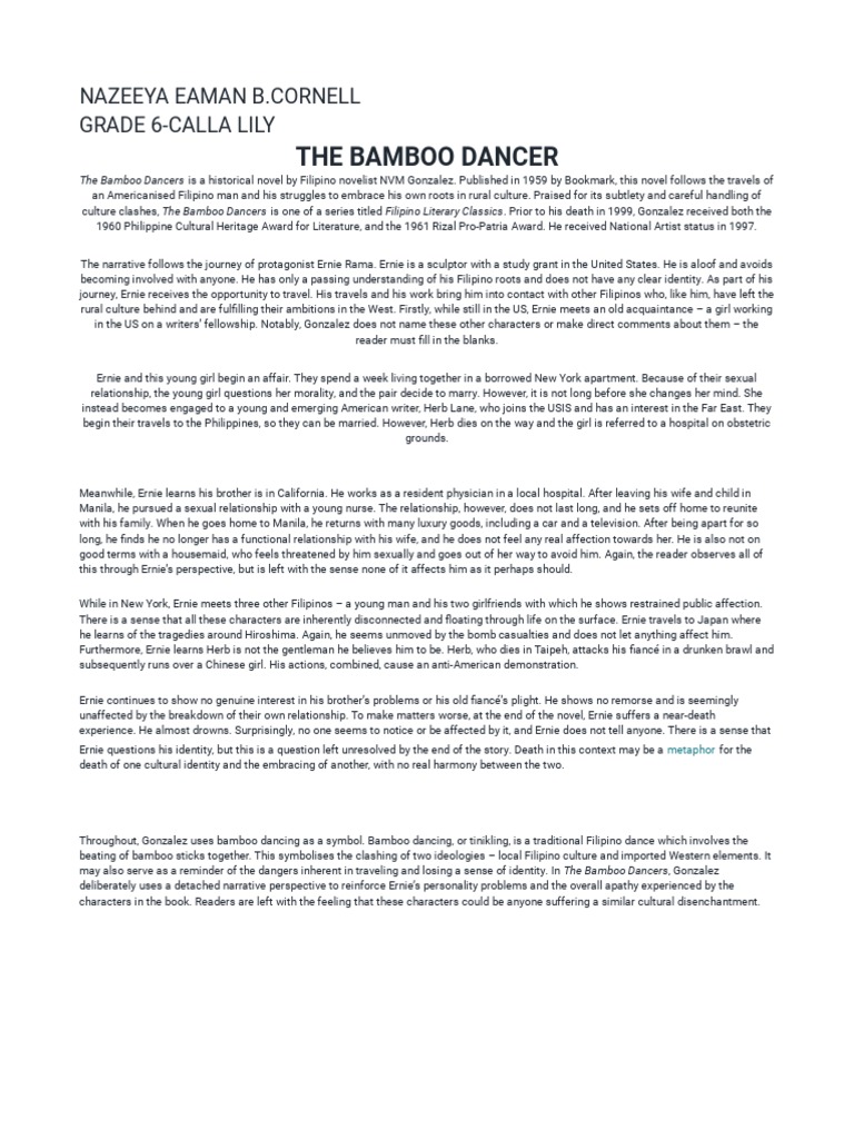 A Portrait of Cultural Disconnection: An Analysis of the Characters in NVM Gonzalez's Novel 'The ...