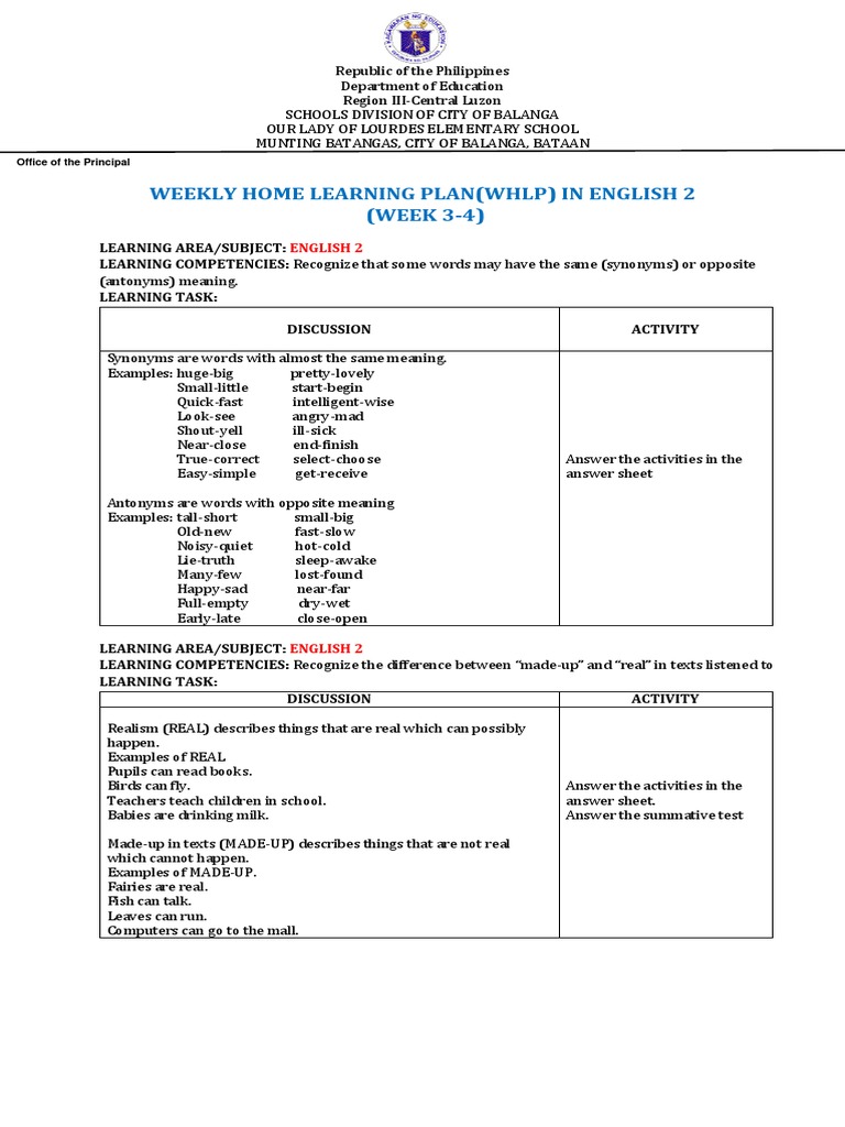 ENGLISH 2 3rd Quarter WEEK 3 4 | PDF