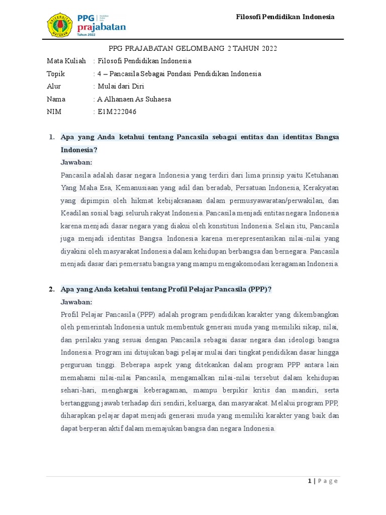 Pancasila: Fondasi Pendidikan Indonesia | PDF