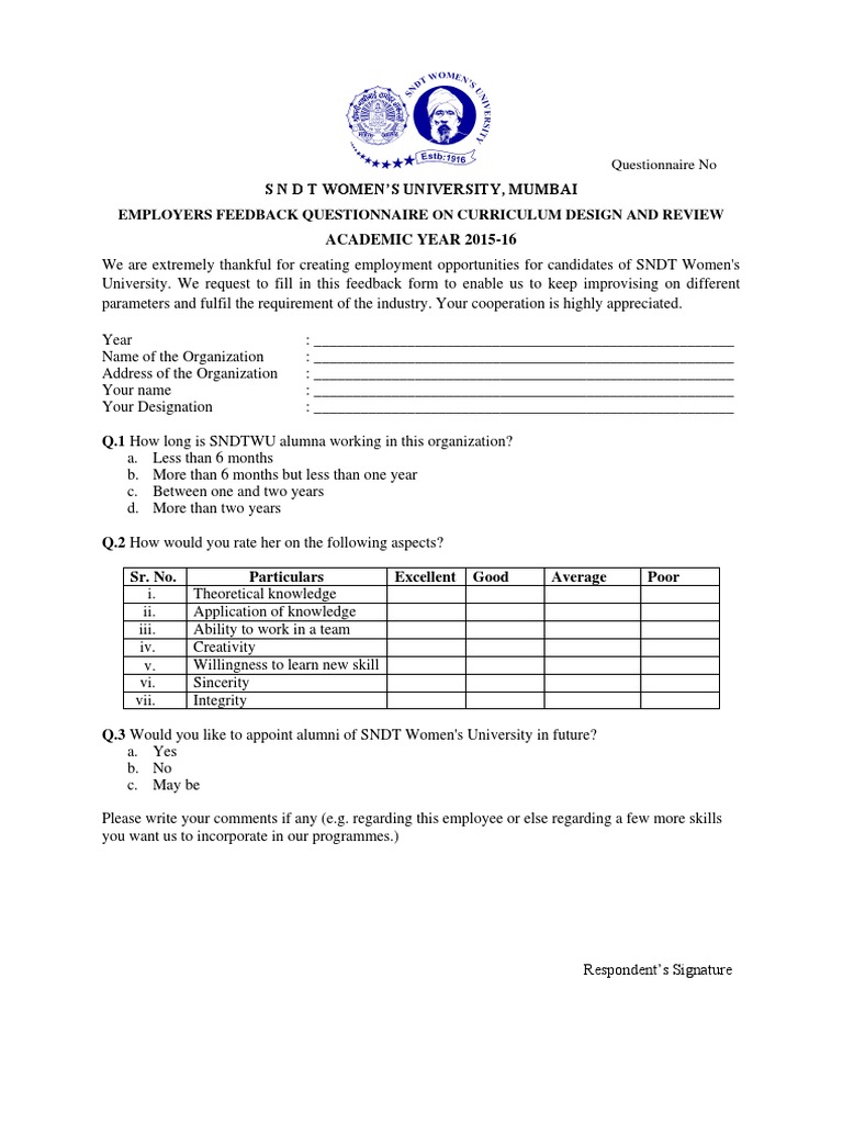 Employer Feedback Questionnaire PDF | PDF | Creativity | Cognitive Science