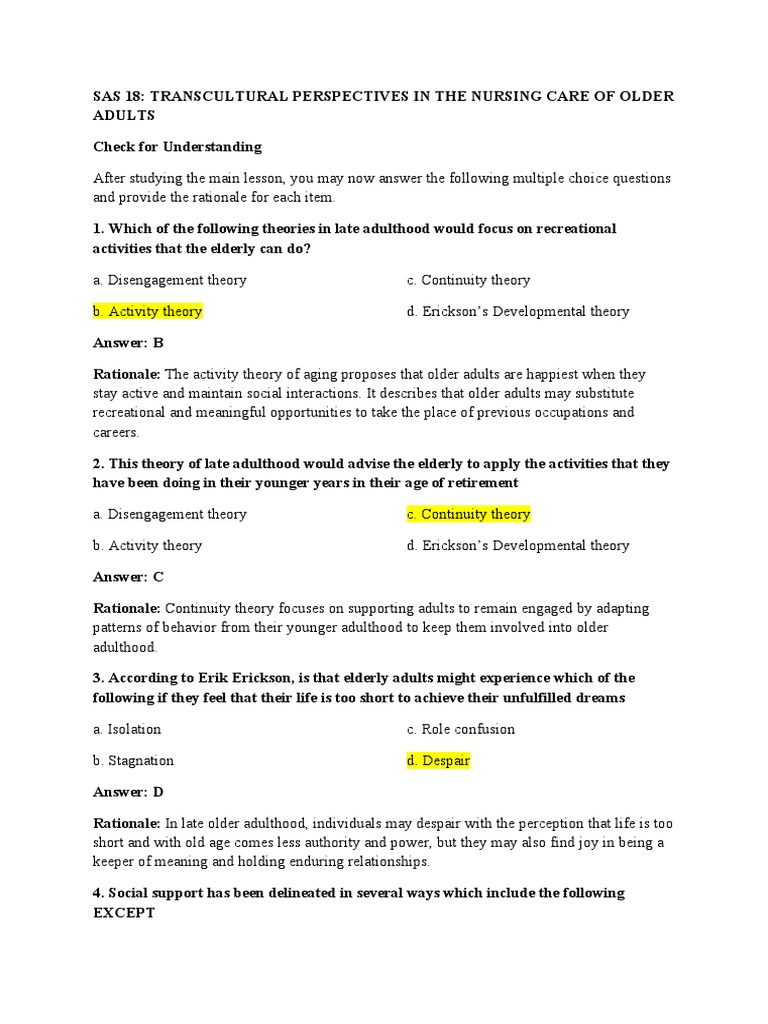 Sas 18 | PDF | Old Age | Self Esteem