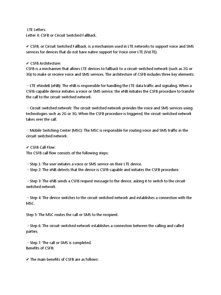LTE Letters CSFB Call Flow | PDF