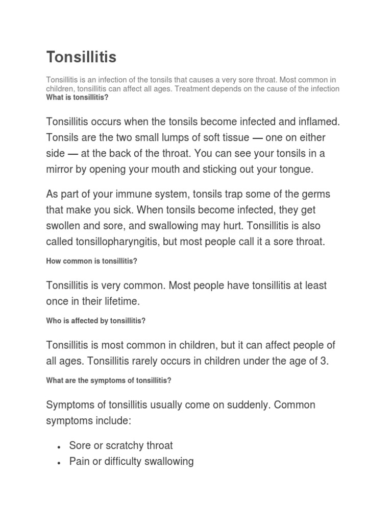 Tonsillitis PDF | PDF | Clinical Medicine | Medical Specialties