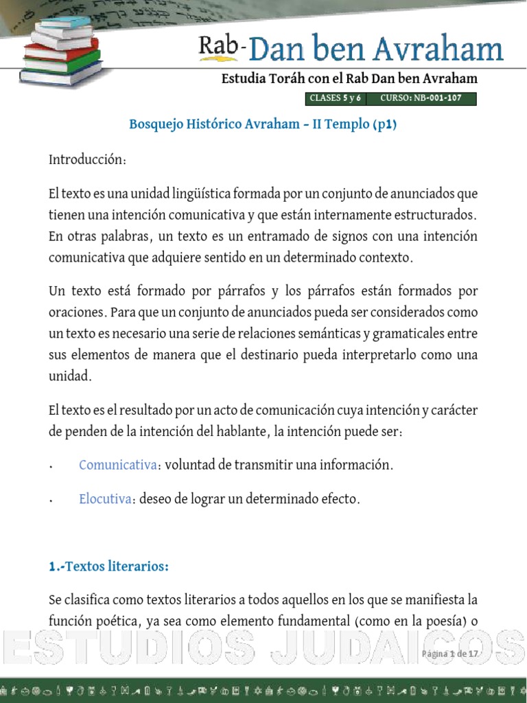 Guía de Estudio - Clase 5 y 6 - Curso 7 - Rab Dan Ben Avraham | PDF | Narración | Comunicación