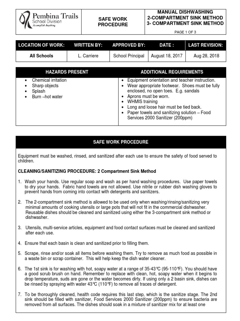 MANUAL DISHWASHING - 2 and 3 COMPARTMENT SINK METHOD - August 18 2017 ...