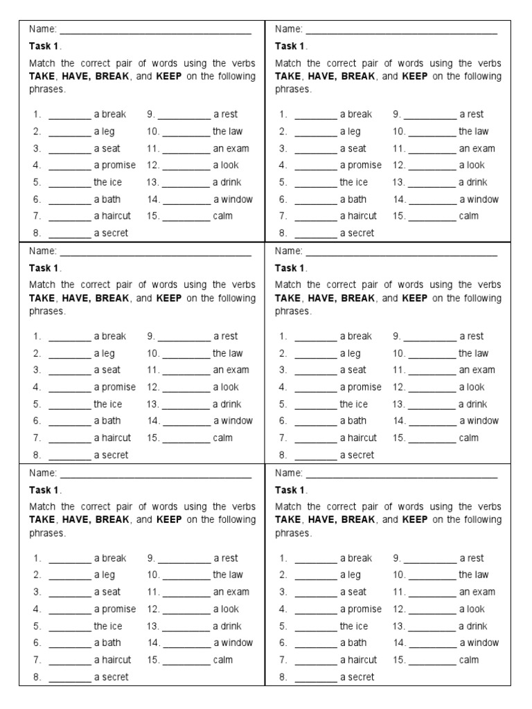 Activity Sheets Collocation Pdf Phrase Syntax