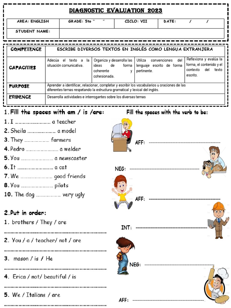 5to Inglés Evaluación Diagnostica | PDF 5to Inglés Evaluación Diagnostica | PDF
