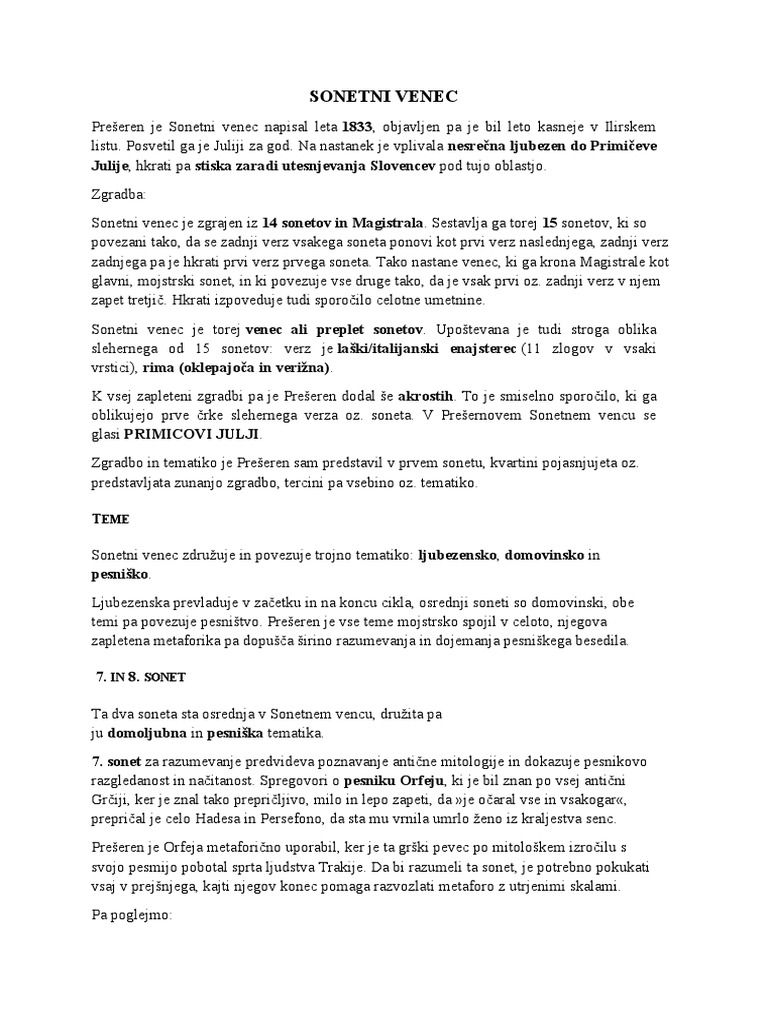 Sonetni Venec | PDF