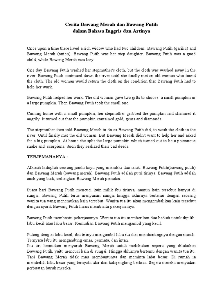 Cerita Bawang Merah Dan Bawang Putih | PDF