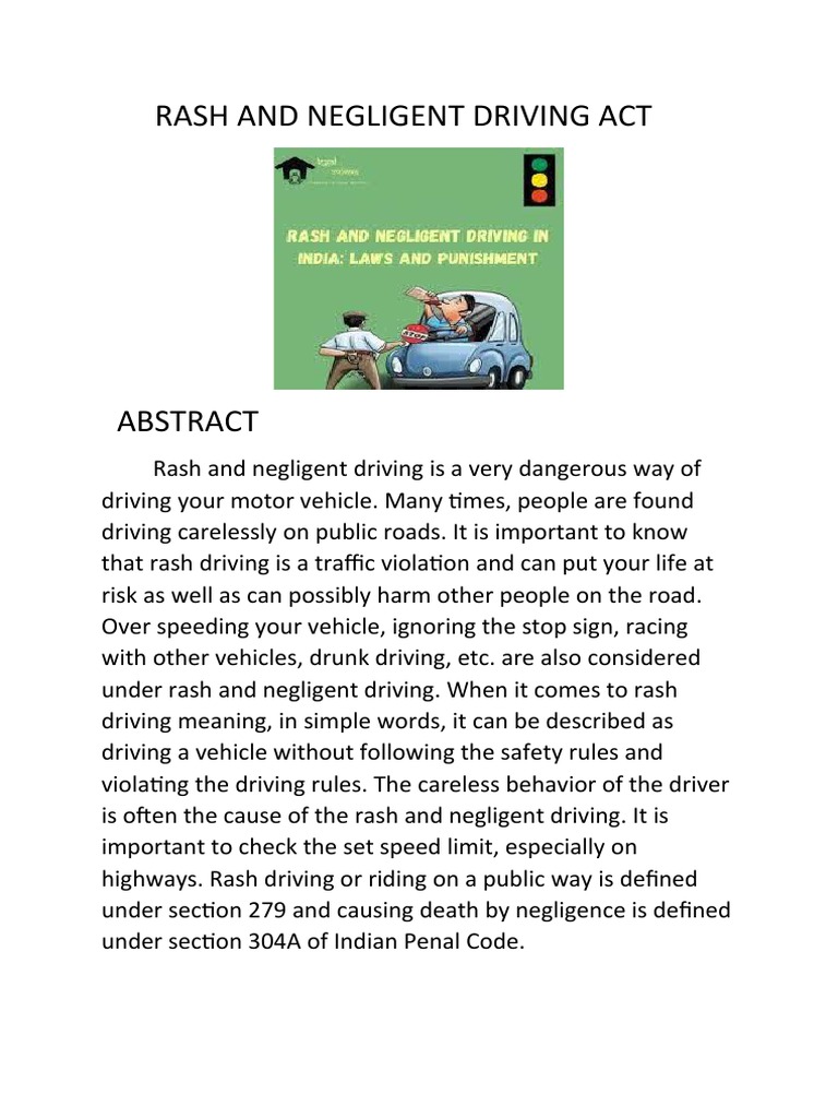 Rash and Negligent Driving Act | PDF | Public Law | Criminal Justice