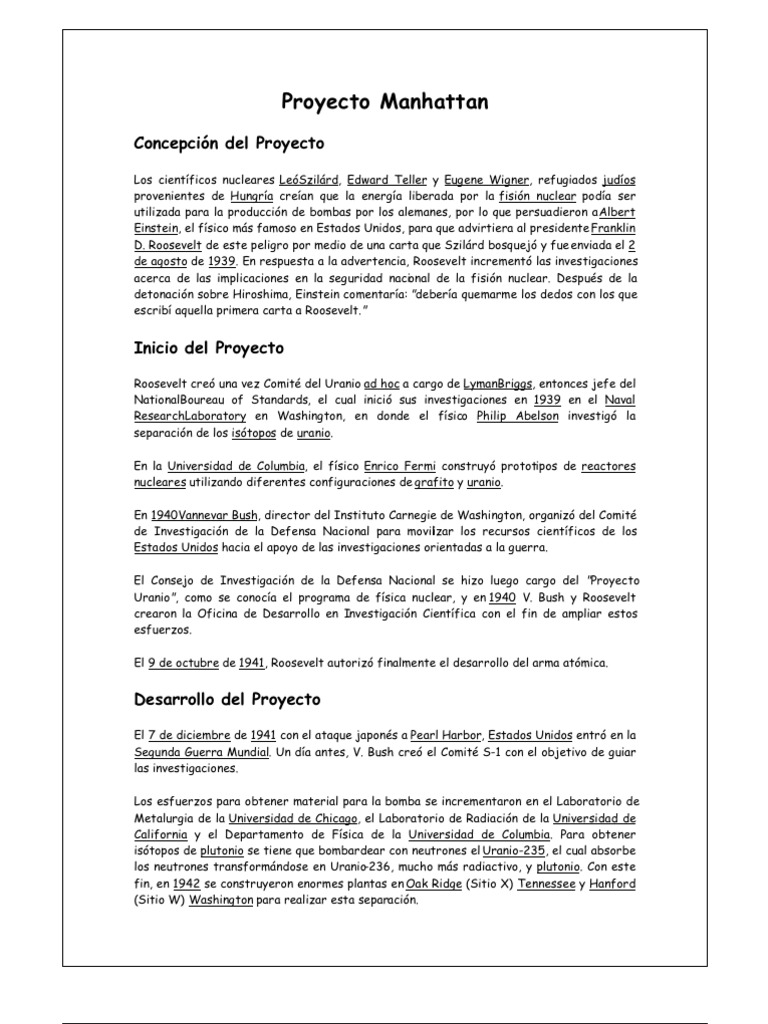 Proyecto Manhattan | PDF | Proyecto Manhattan | Física nuclear