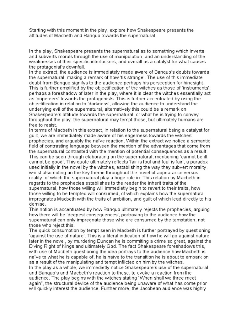 Eng Lit Jun 2018 Macbeth Model Answer | PDF | Macbeth