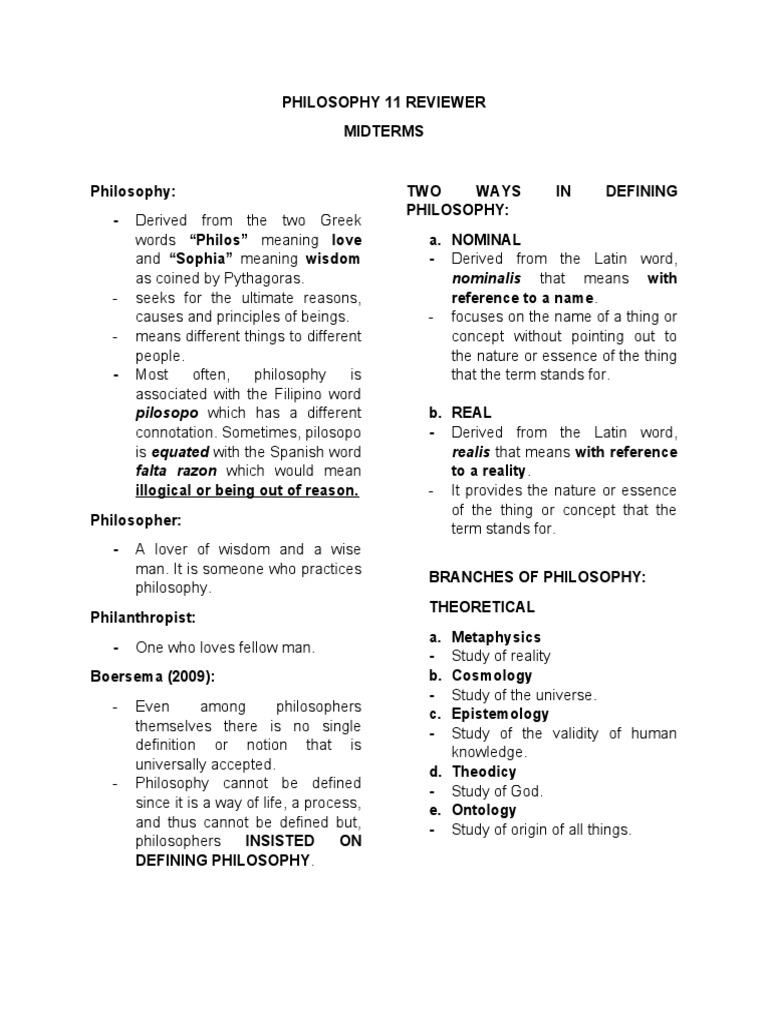 Philosophy 11 Reviewer | PDF | Reason | Knowledge
