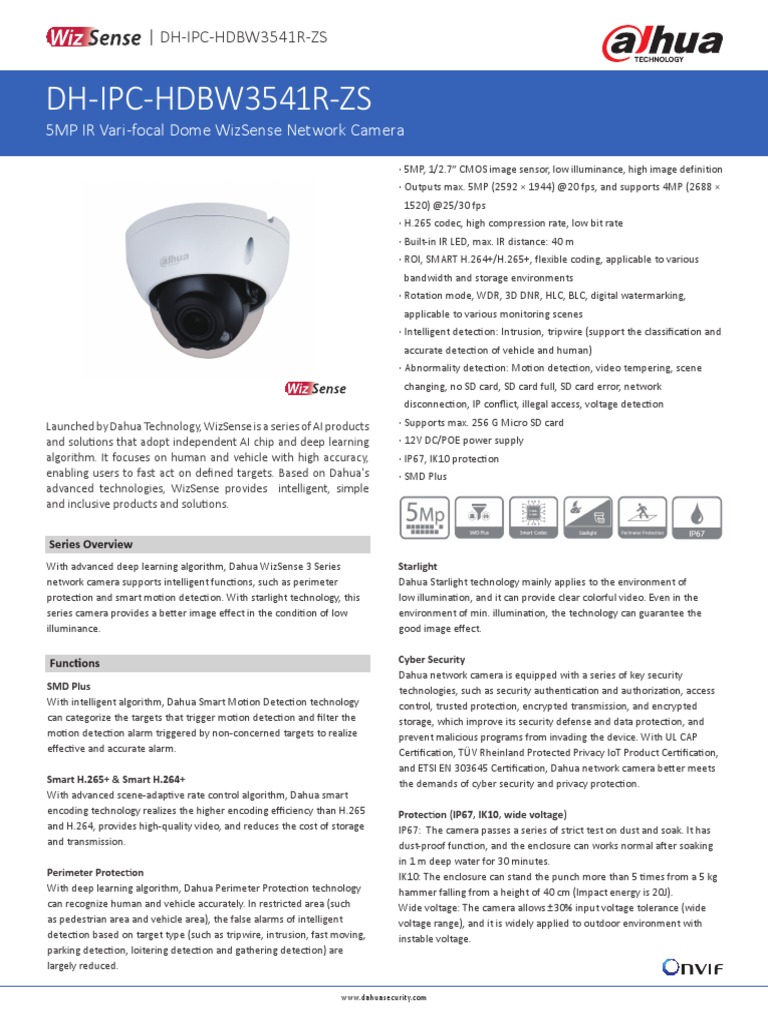 DH IPC HDBW3541RN ZS - Datasheet | PDF | Security | Computer Security