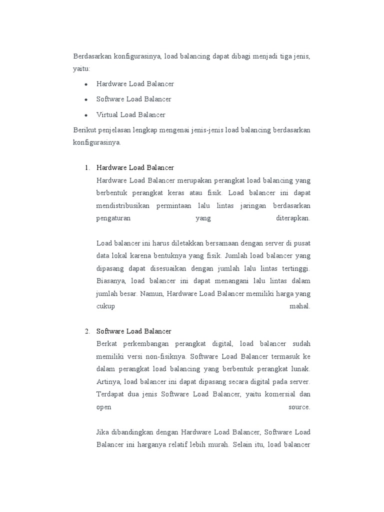 JENIS LOAD BALANCER DAN METODE LOAD BALANCING | PDF