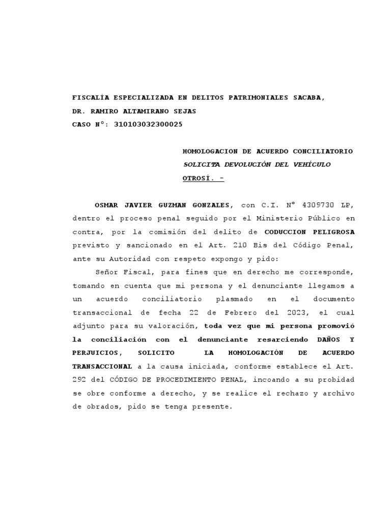 Solicitud de Devolucion de Vehiculo | PDF