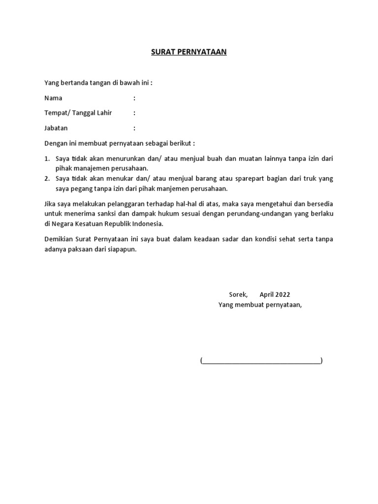 SURAT PERNYATAAN.docx | PDF