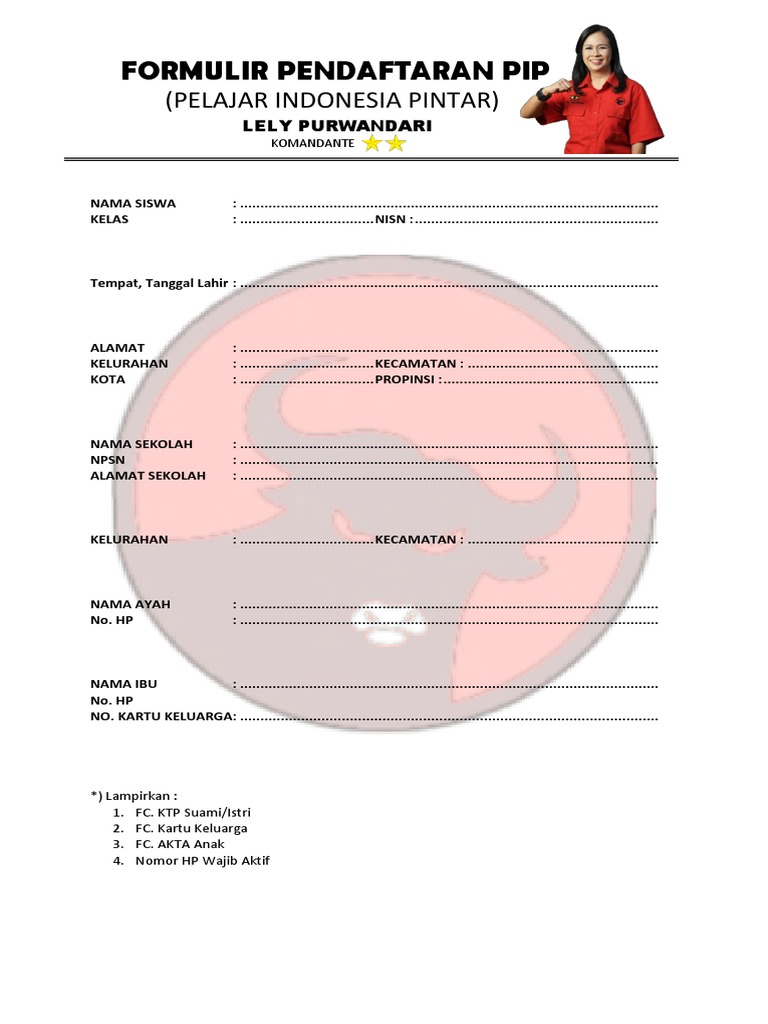Formulir Pendaftaran Pip PDF | PDF