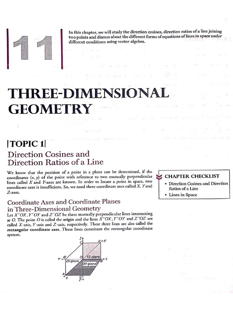 11 - Three Dimentional Geometry PDF | PDF