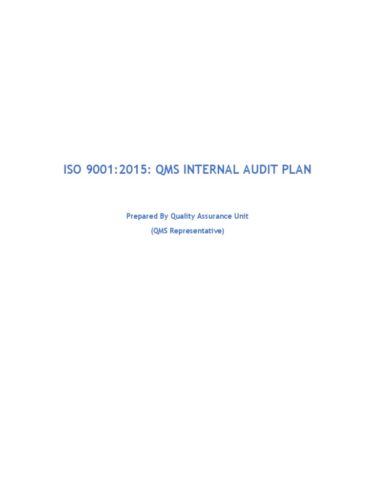 QMS Internal Audit Plan | PDF | Quality Management System | Audit