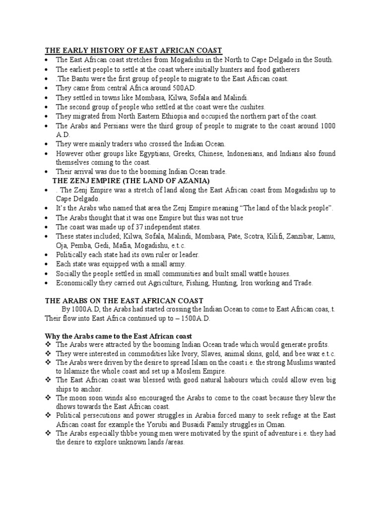 S.2 History Notes | PDF | East Africa | Oman