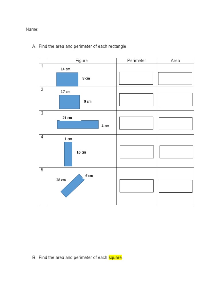 Area Perimeter Quiz | PDF
