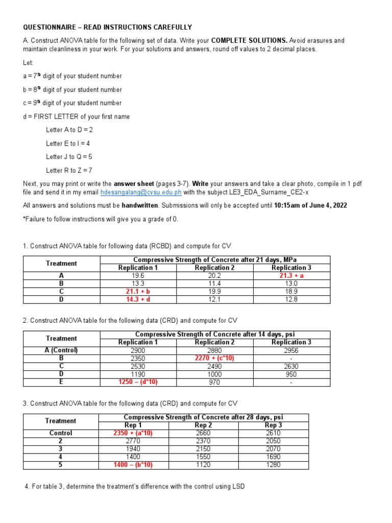 Eda Long Exam 3 | PDF | Analysis Of Variance | Replication (Computing)
