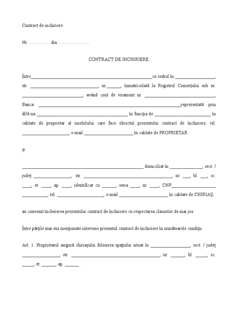 Contract Inchiriere | PDF