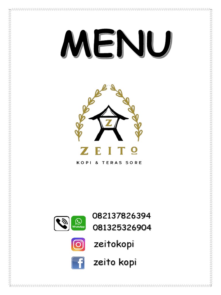 Zeito Kopi Menu and Offerings | PDF | Coffee | Indonesian Cuisine