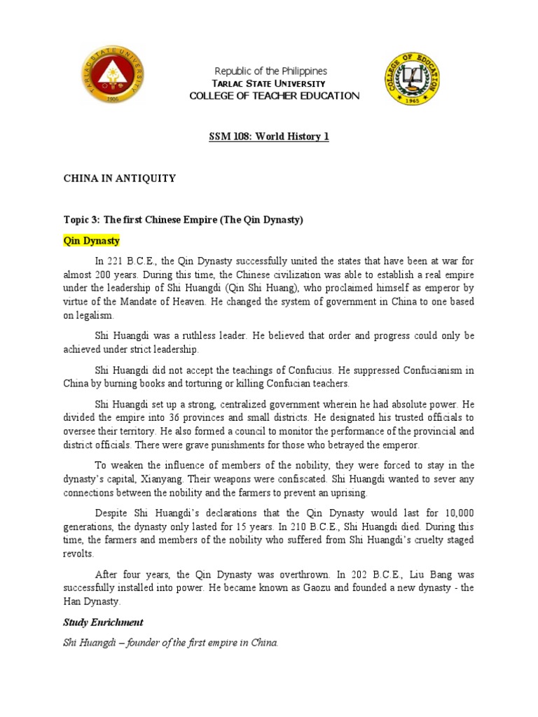 Qin and Han Dynasty | Download Free PDF | Han Chinese | History Of China