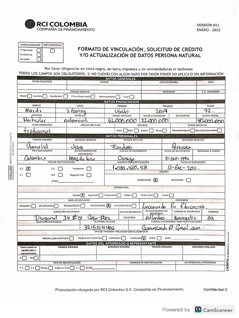 formato RCI GAMALIEL FANDIÑO | PDF