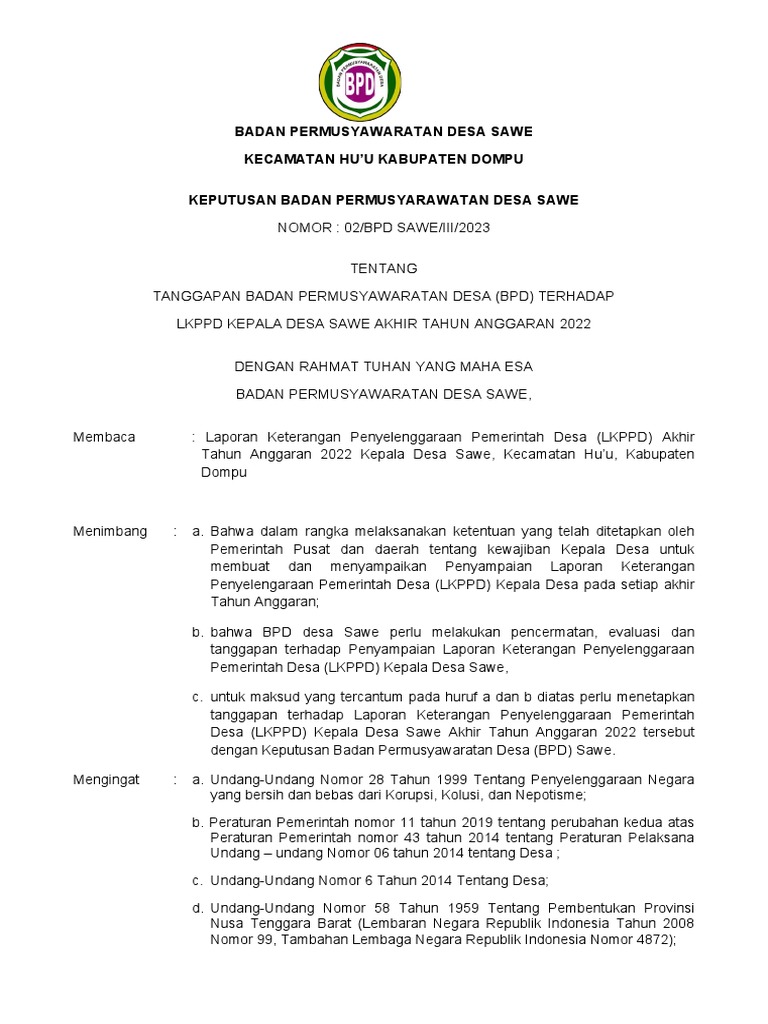 Tanggapan LKPJ THN 2023 | PDF