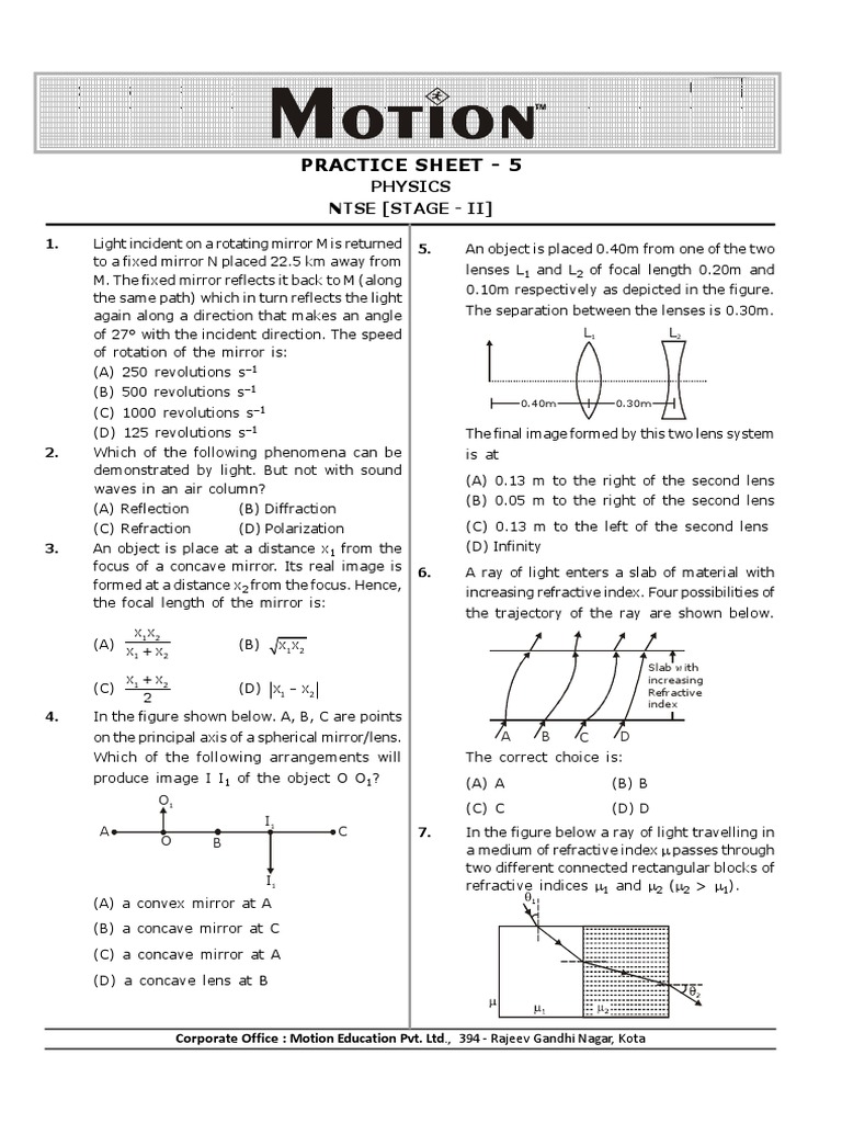 Practice Sheet 5 (Physics) | PDF | Sound | Waves