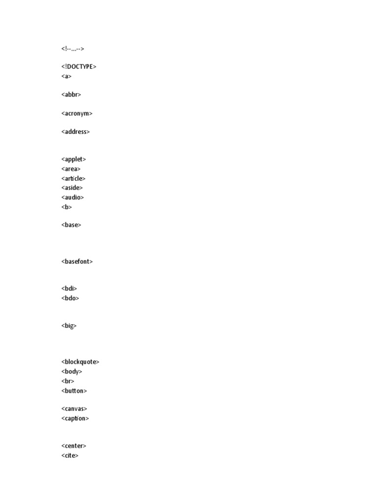 HTML Tag | PDF HTML Tag | PDF
